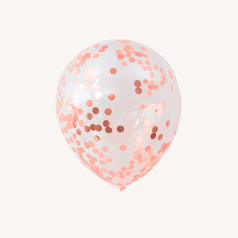 Konfetti Balloner Rosa Guld 5 stk. - Ø30 cm. til billig pris