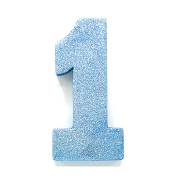Bordpynt Stor Tal Figur Nr. 1 - Baby Blå - Kagegrisen.dk